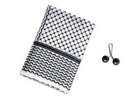Ladies Black & White Chiffon Palestinian Keffiyah Hijab Scarf & Turkish ...