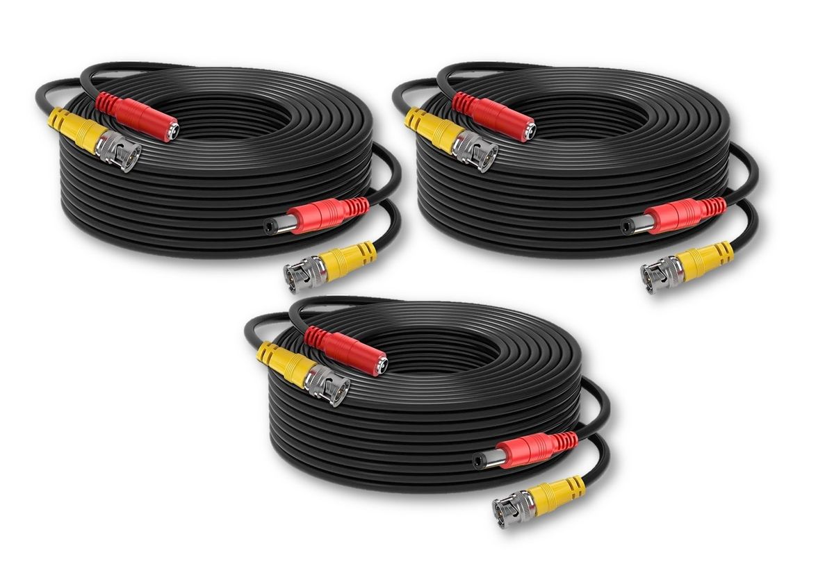CCTV Camera Cable 20m Power & Video Ready Plug and Play SET Of 3 | Shop ...