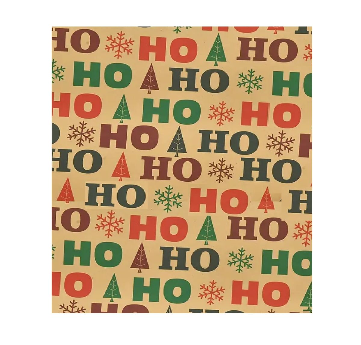 Vintage Christmas Tree & HO! HO! Themed Kraft Wrapping Paper Roll ...