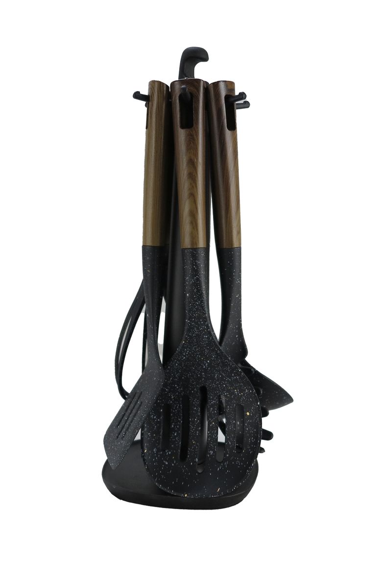 7 Piece Faux Wooden & Granite Nylon Kitchen Utensil Set | Shop Today ...