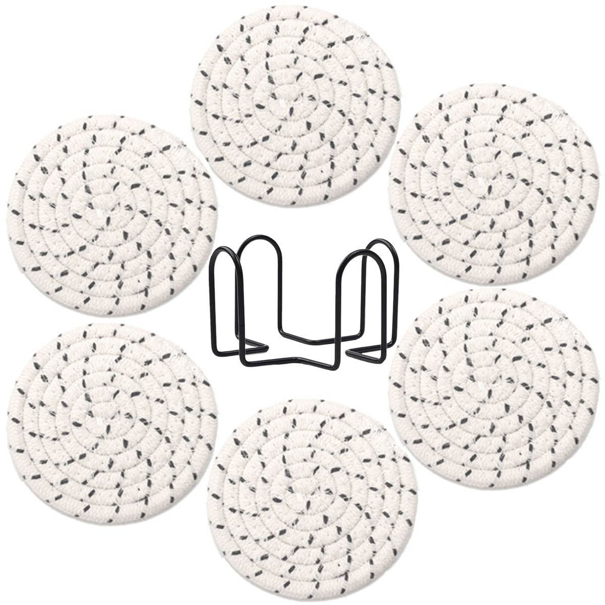 6 Coasters Woven Table Round Drink Cup Table Protection Coaster with ...