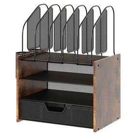 Three-Tier Metal Mesh & Wood File Organizer | Shop Today. Get it ...
