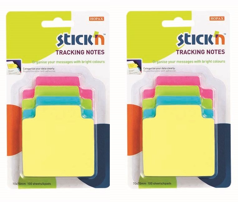 Stick'n Adhesive Tracking Notes 70 x 70mm, 800 Sheets - 4 Solid Colours ...