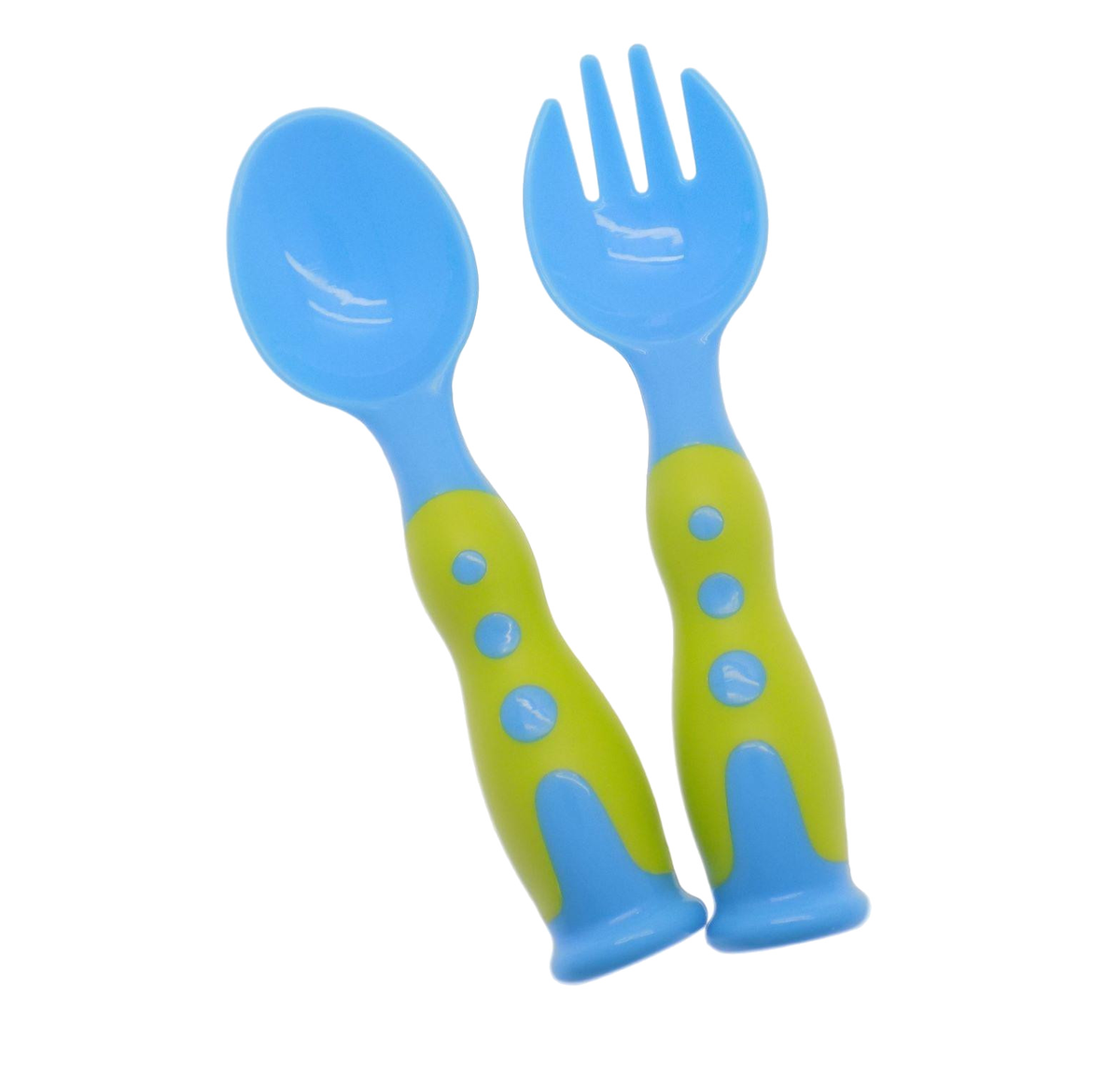 Spoon and Fork in Travel Case - Ergonomic Design - Blue and Green ...