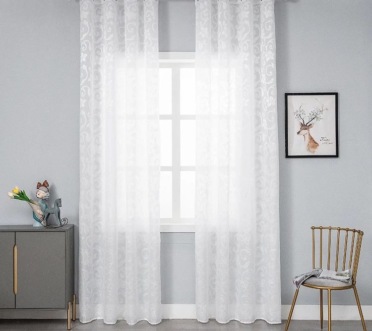 Readymade Sheer Floral Living Room Taped Curtains 150 W x 250 H. | Shop ...