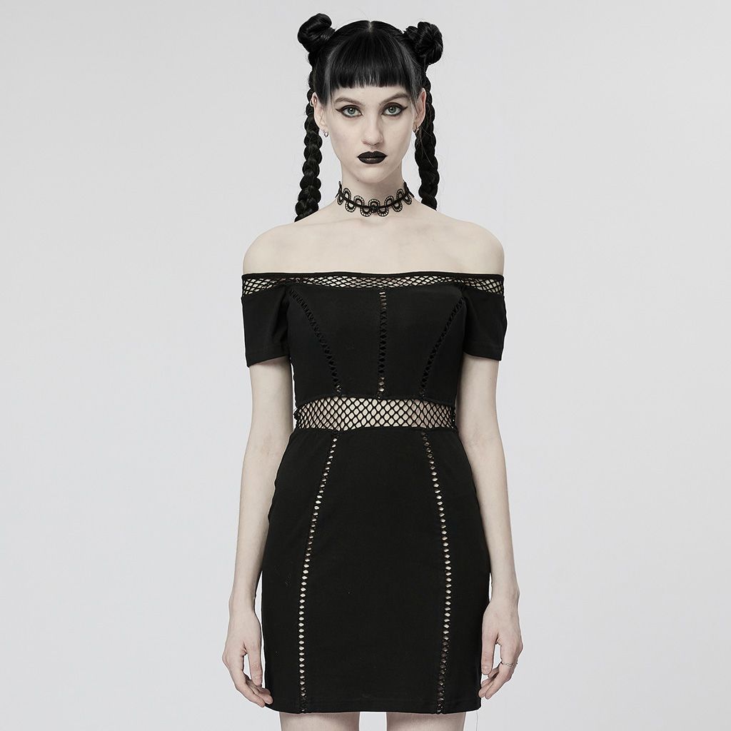 PUNK RAVE Punk Sexy Off-Shoulder Mesh Perspective Dress | Shop Today ...