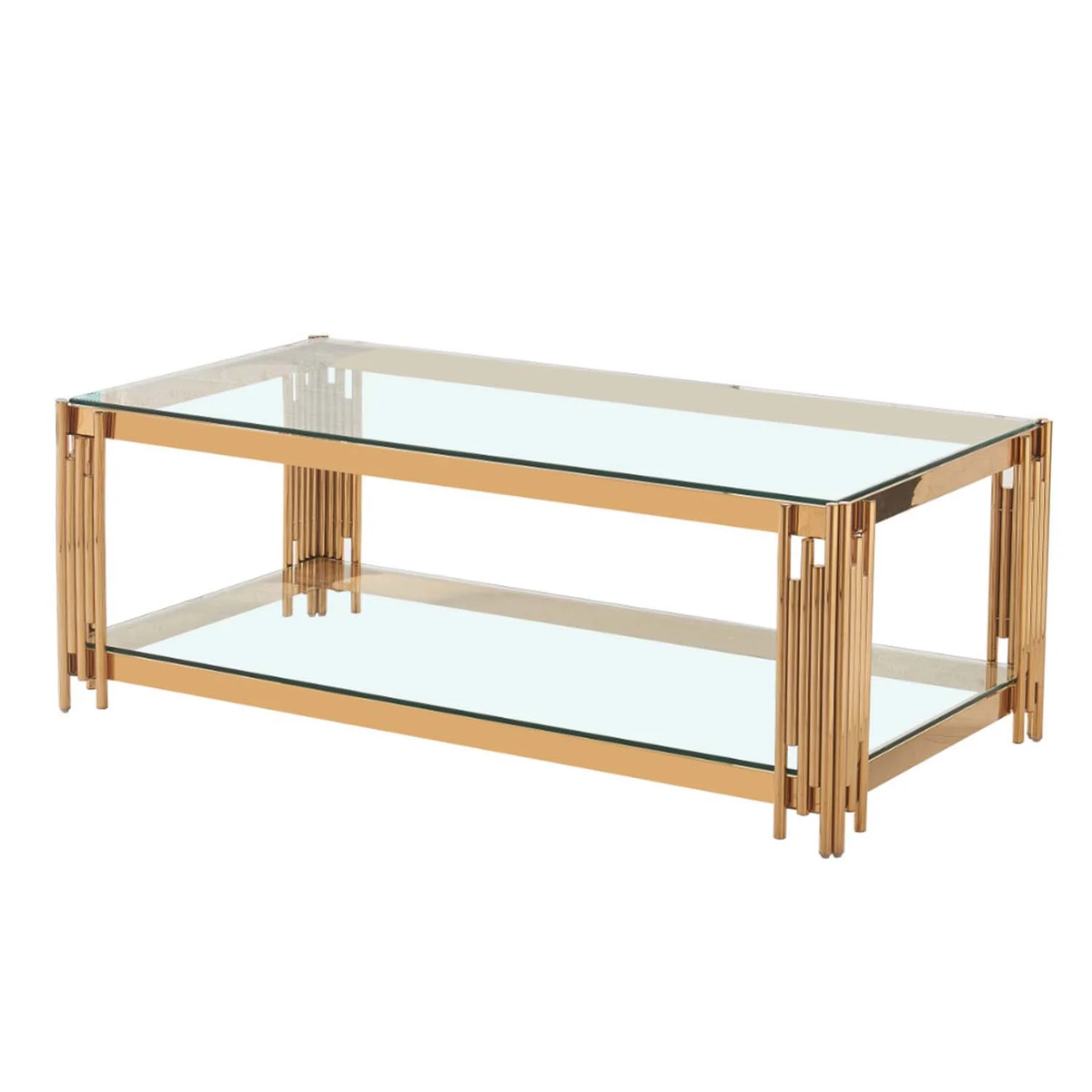 Coffee Tables - Rectangular Tempered Glass Top with Steel Frame | Shop ...