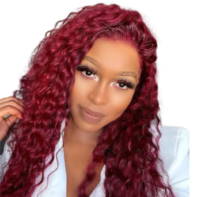 Full Frontal Curly Maroon Brazilian Hair Wig. | Shop Today. Get it ...