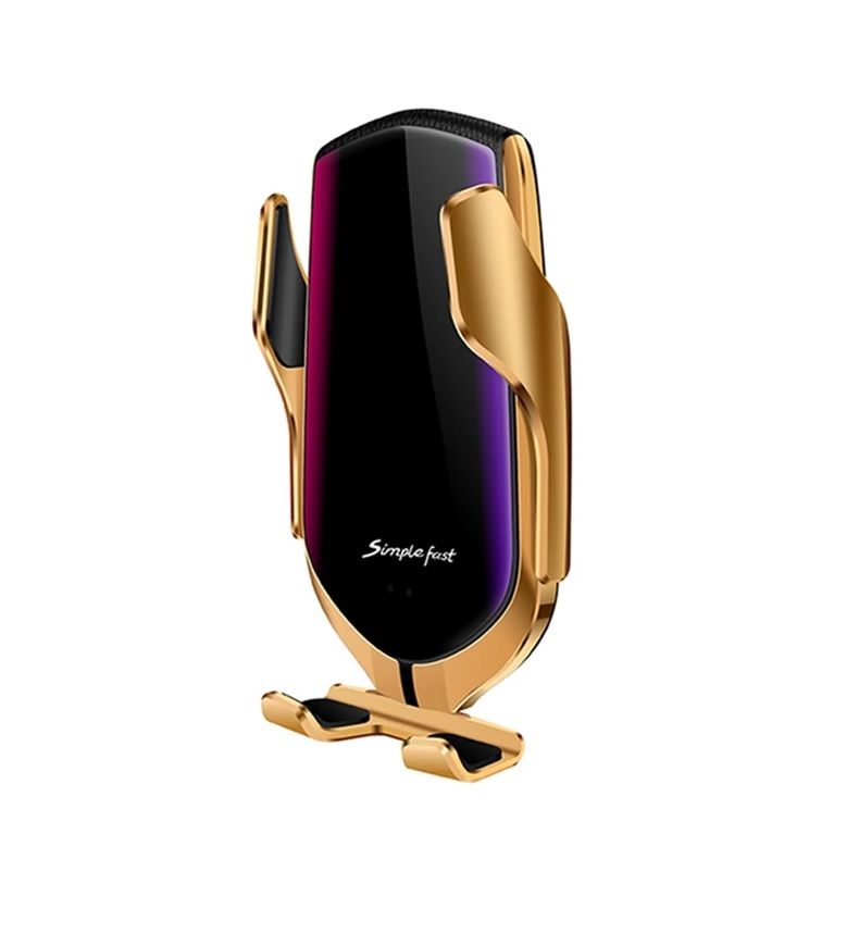 Smart Sensor Wireless Fast Charging Car Charger with 360 Rotation (Gold ...