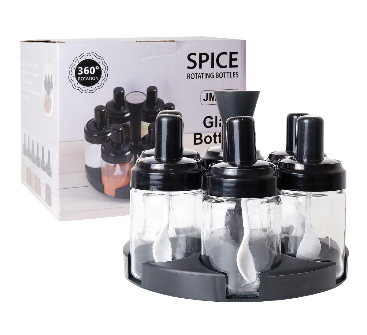 Rotating Spice Storage Glass Bottles with Spoons | Shop Today. Get it ...