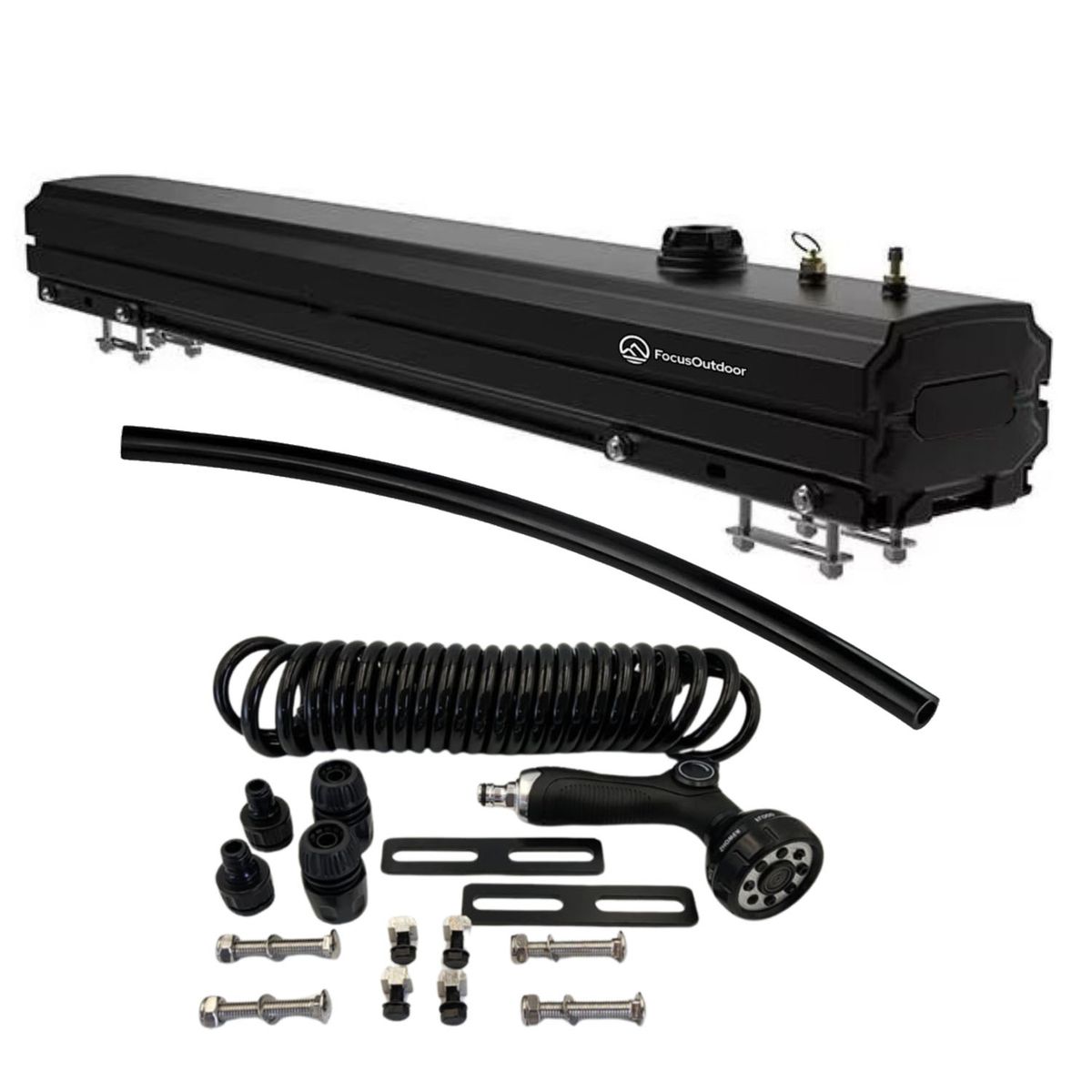 FocusOutdoor 26L Pressurised Aluminium Roof Rack Shower Water Tank Kit ...