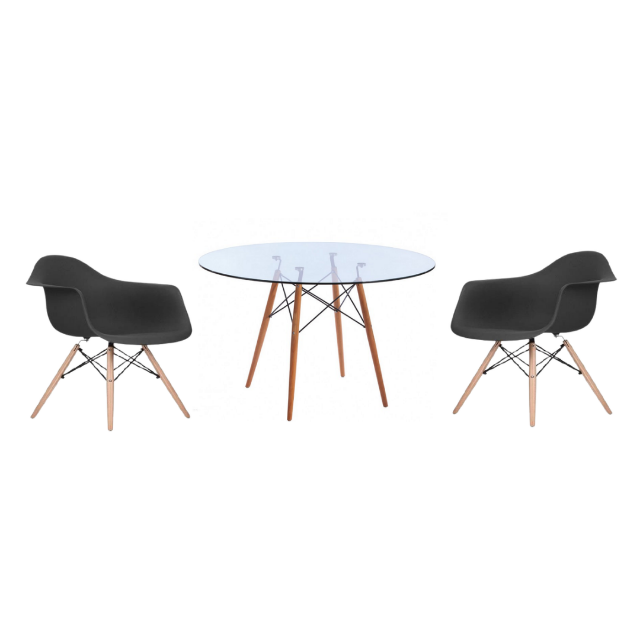 Modern 3 Piece Glass Table and Black Wooden Leg Chairs | Shop Today ...