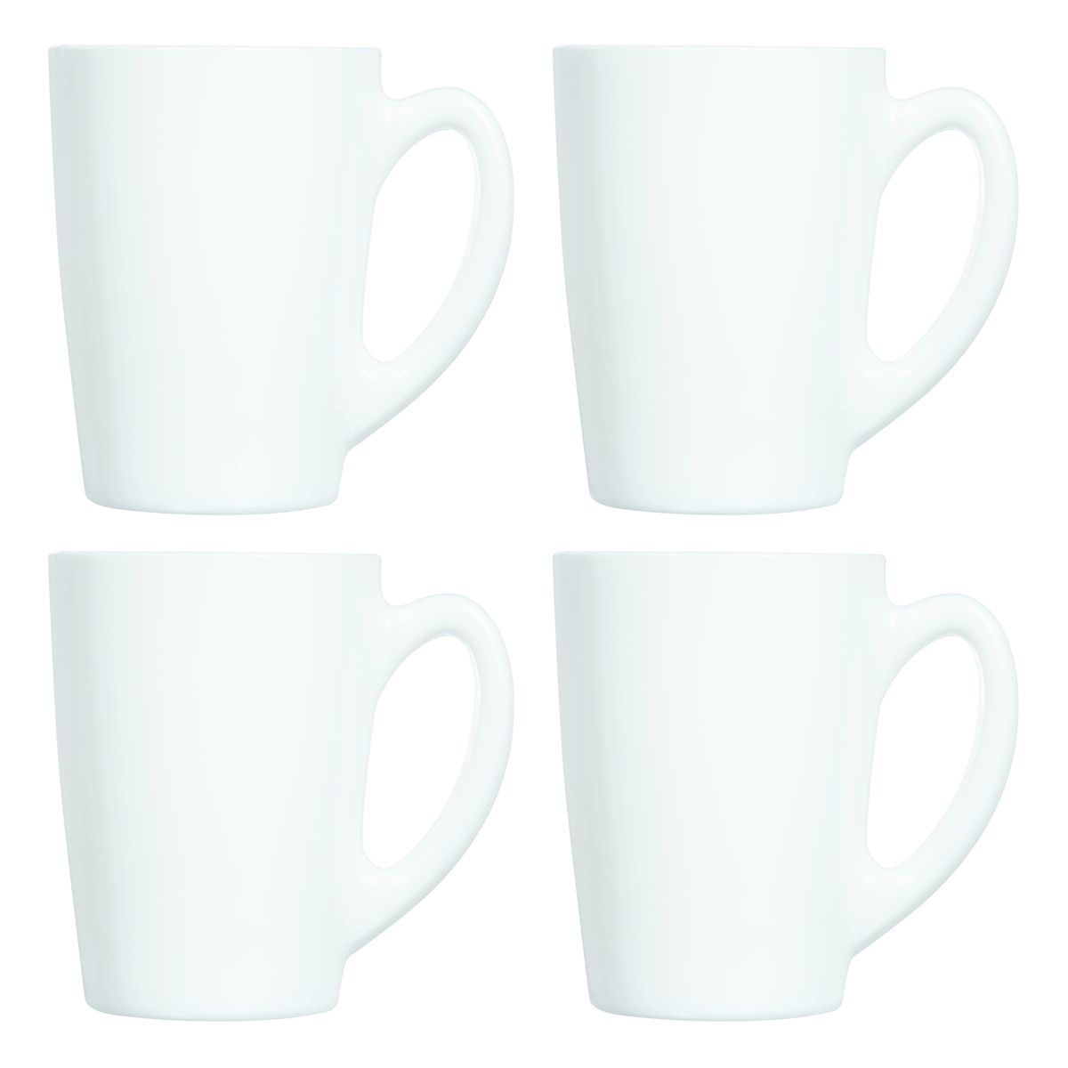 Luminarc White Opal Glass Bullet Shape Coffee Mug 4 Pack, (320ml ...