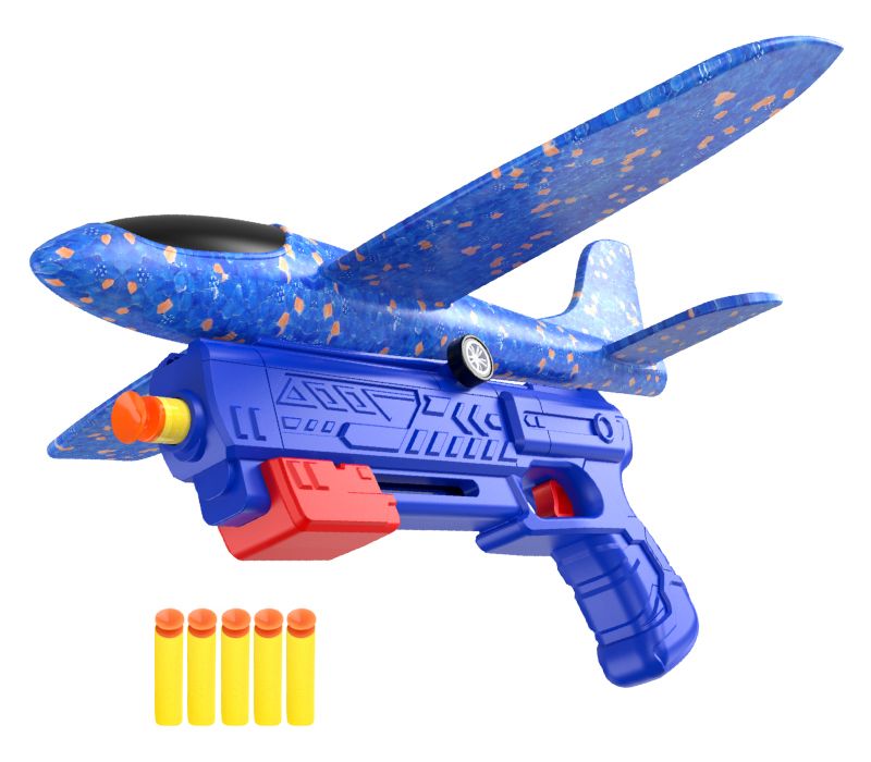 2-in-1 Outdoor Parent-Child Toy Set - Blue Toy Gun & Blue Toy Plane ...