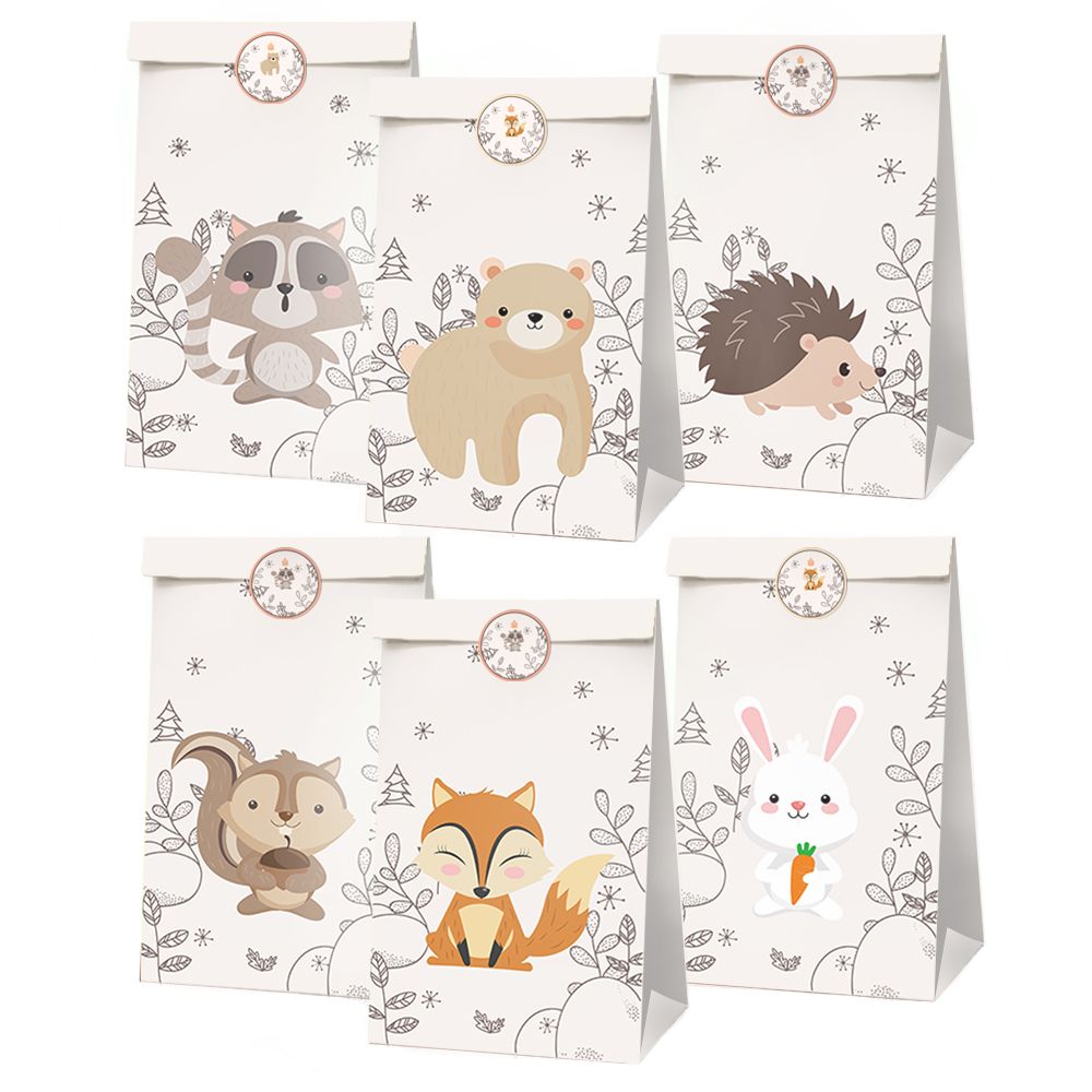 Party Favor Bags with Stickers - Woodland Animal Theme (12 Bags) | Shop ...