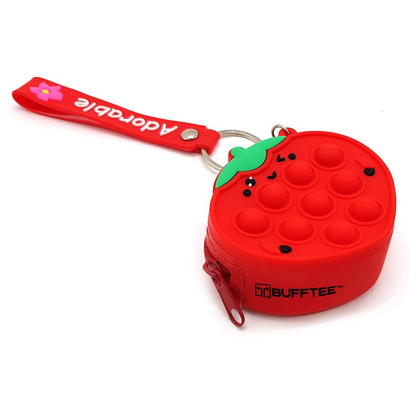 Bufftee Pop it Coin Purse Pop it Fidget Key Chain Keyring - Strawberry ...