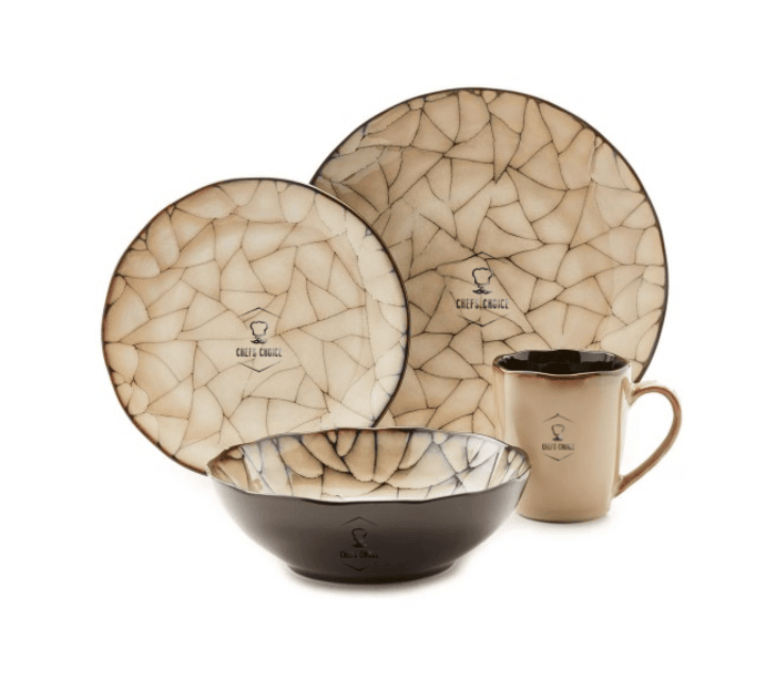 Chef's Choice 16-Pc Reactive Glaze Stoneware Dinnerware Set - Cream ...