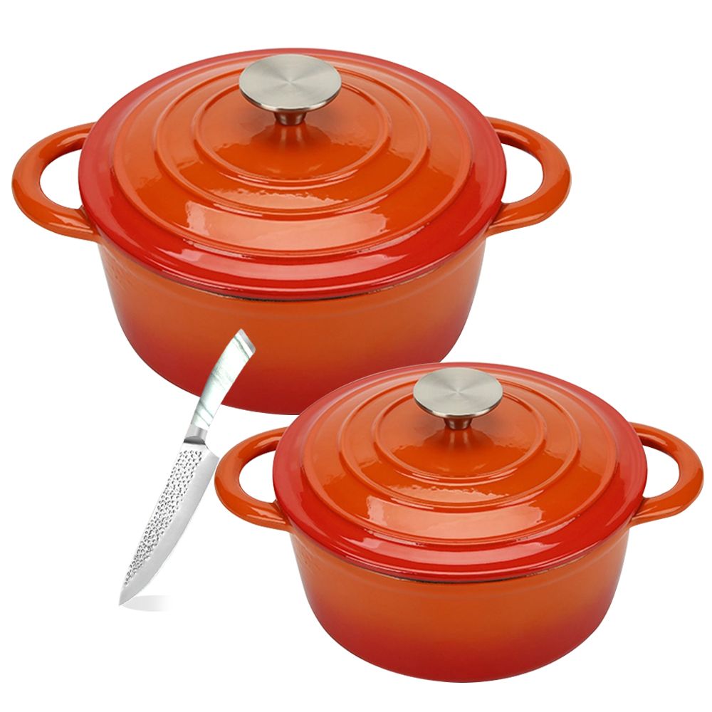 Set of 3 - Non-Stick Enamelled Casserole Cookware Pot Set, 24cm,20cm ...