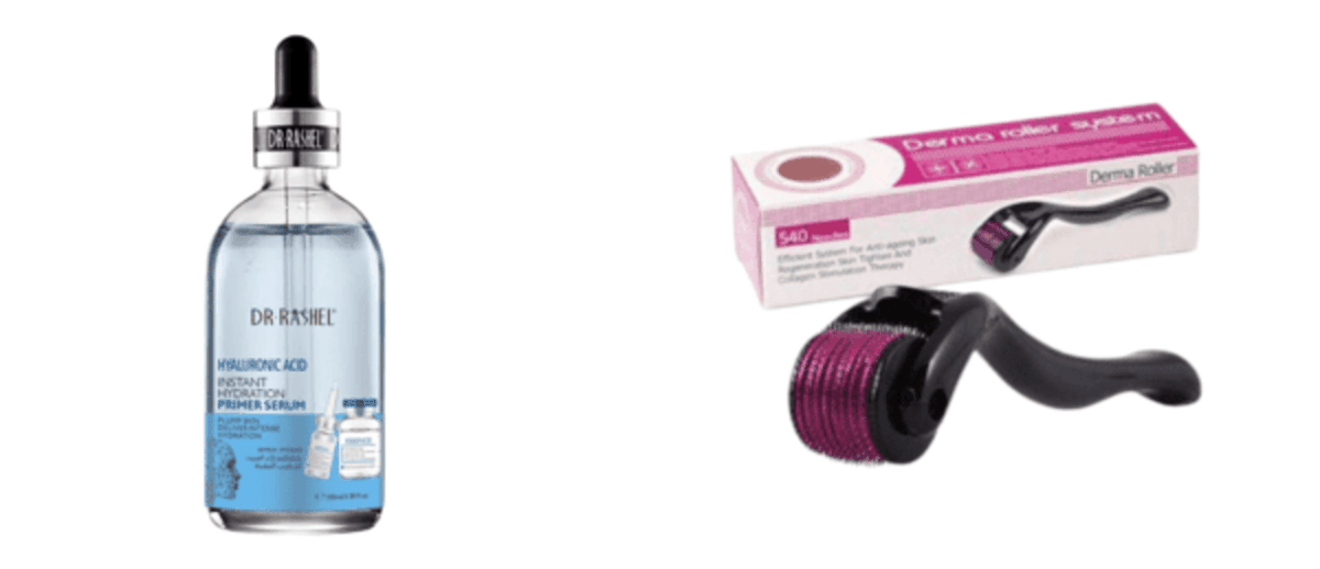 Dr. Rashel Hyaluronic Acid Primer Serum 100ml & 1mm Derma Roller Combo ...