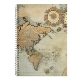 Blue World A4 Notebook Spiral Lined Maps Graphic Notepad Design Present ...