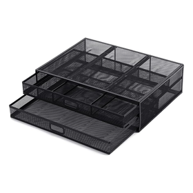 2 Tier Metal Mesh Monitor Stand Laptop Desk Organizer with Storage ...