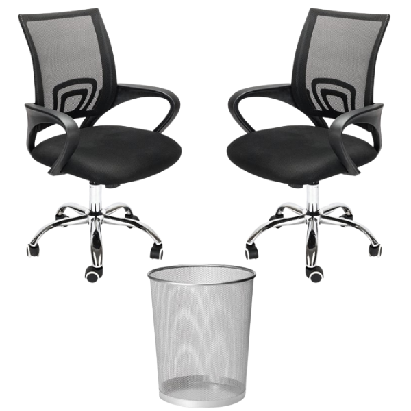 2 Mesh Office chairs and Mesh black Dustbin | Shop Today. Get it ...