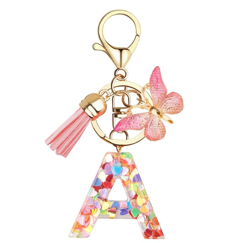 Letter Keychains for Handbag Pendant Alphabet KeyRing with Tassel ...