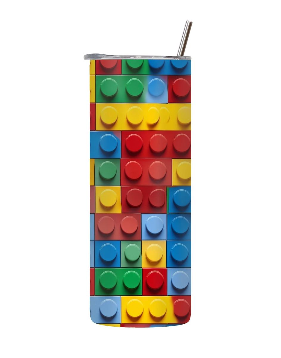 Lego-5 20 Oz Tumbler with Lid Straw Trendy Lego Blocks Graphic Present ...