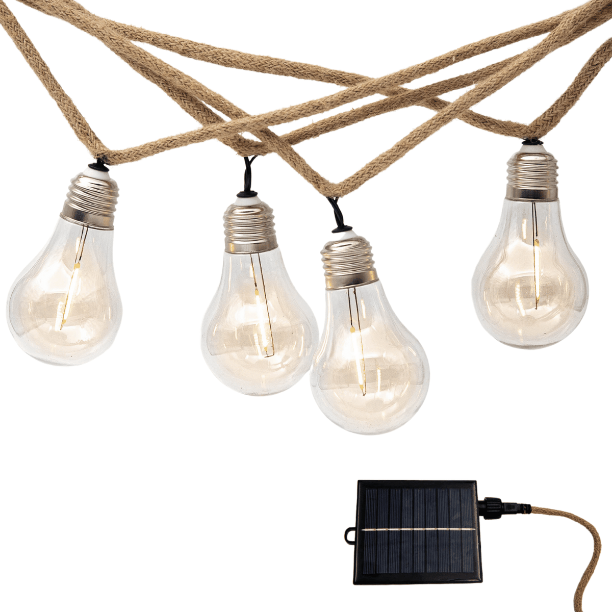 Stellar Lighting Solar Powered Cotton 10 LED A19 Bulbs String Light ...