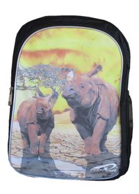 PowerLand Black School Backpack Rhinoceros Design-Durable & 2 ...