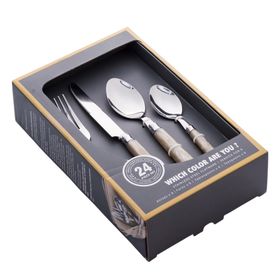 24 Piece Beige Stainless Steel Cutlery Set. | Shop Today. Get it ...