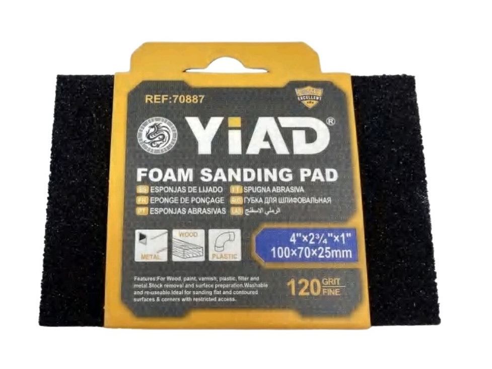 Yiad 120 Grit Intermediate Foam Sanding Pad For Wood/Plastic/Metal ...