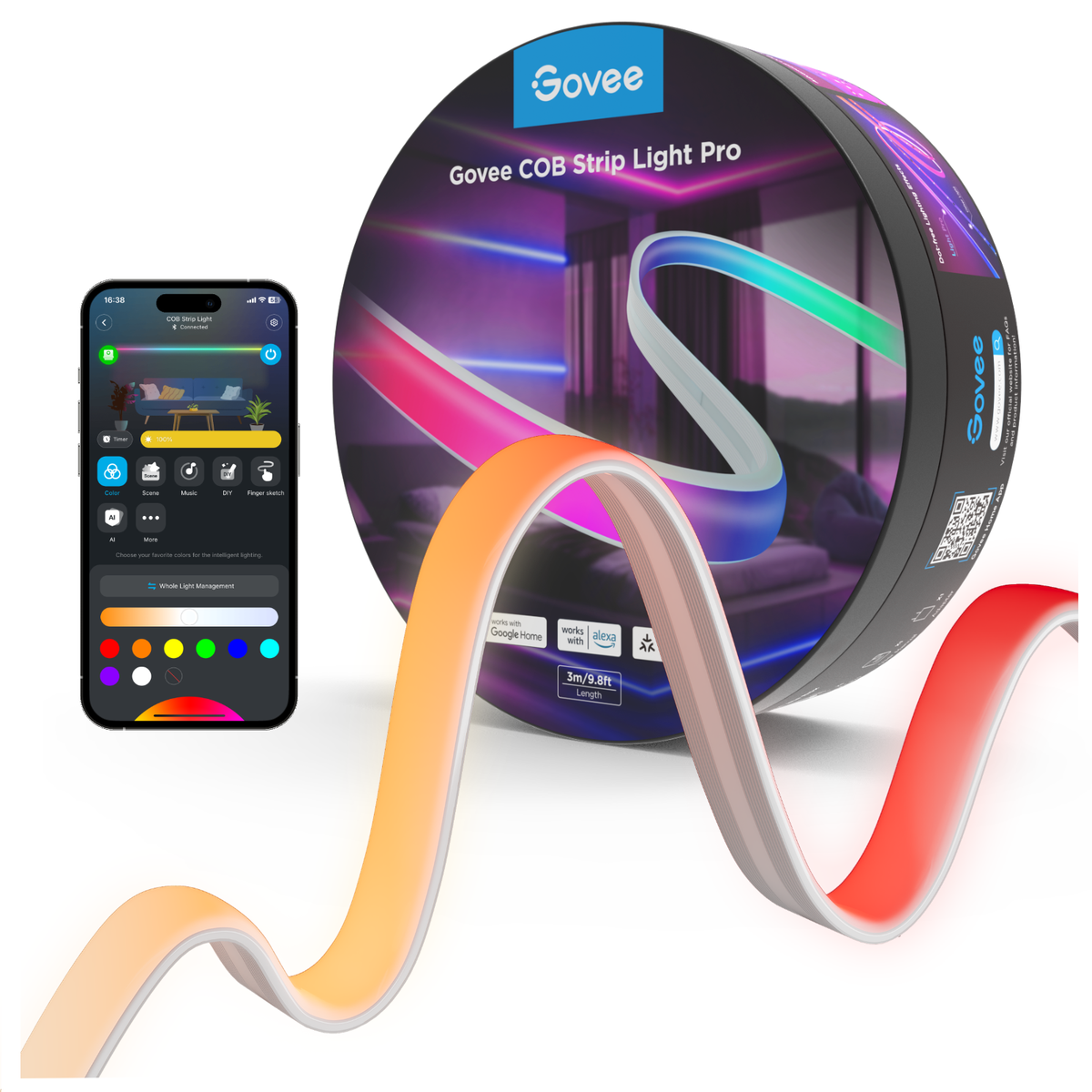 Govee COB Strip Light Pro - 3m - 756 LEDs/m RGBIC+252 LEDs/m, Neon, Matter | Shop Today. Get it ...