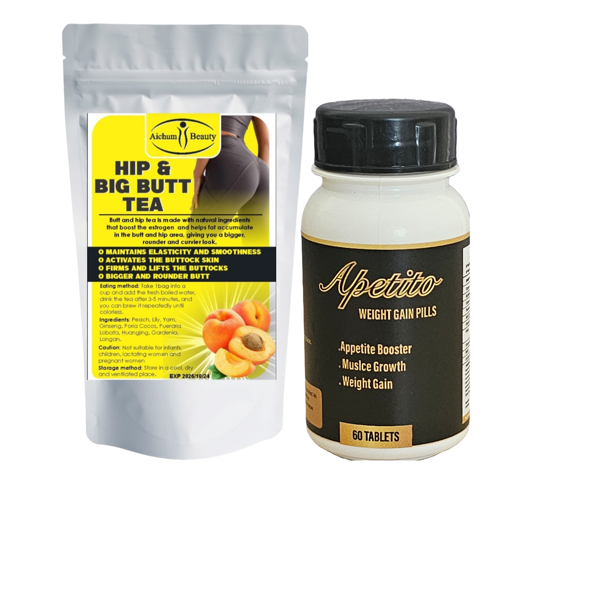 Hip & Butt Tea and Apetito Pills for Rounder Buttocks and Weight Gain ...