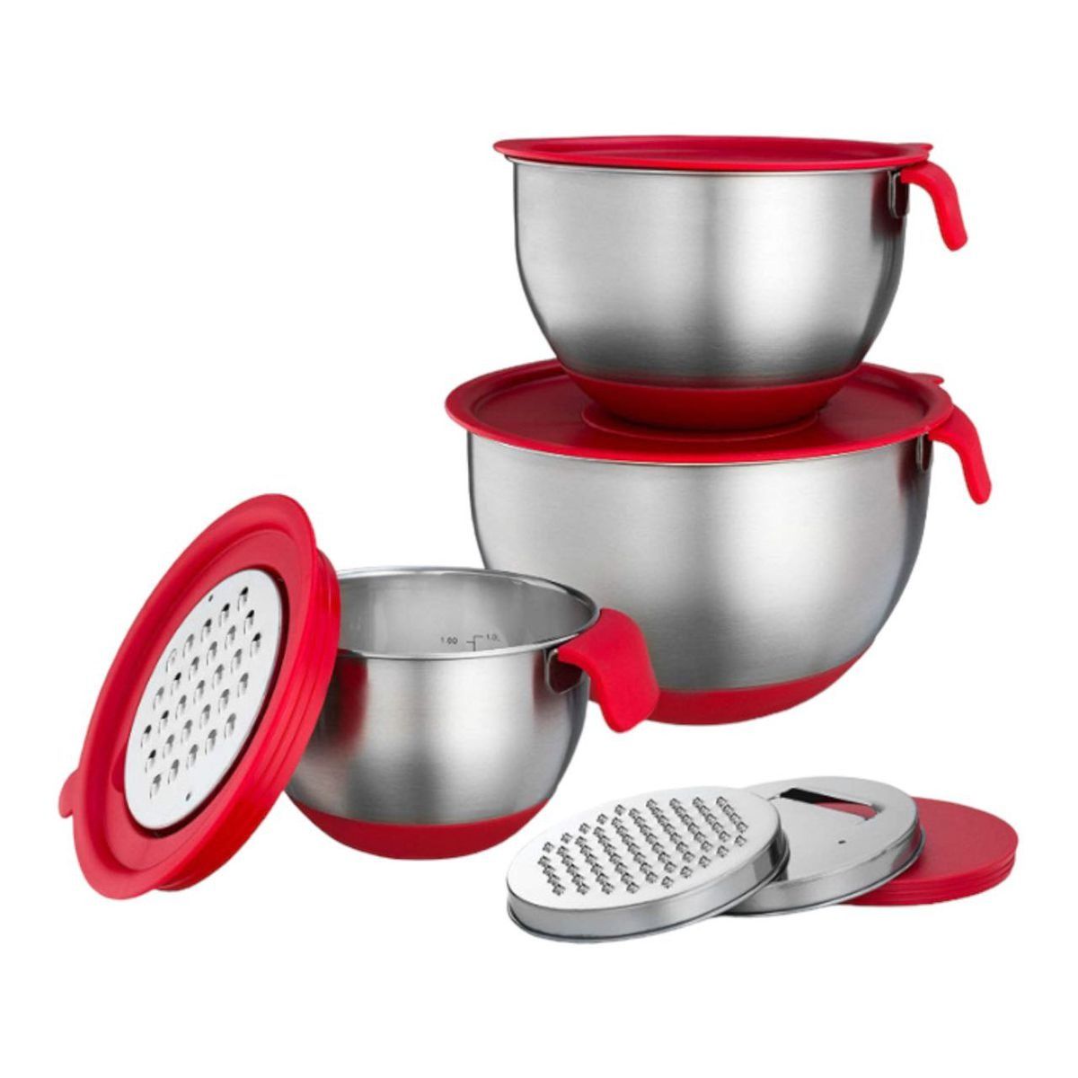 All in One Mixing Bowl with Grater Lid and Handle-Set of 3 | Shop Today ...