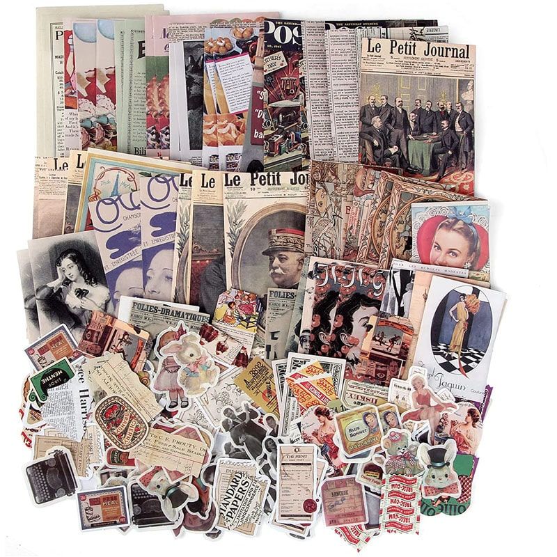 Vintage Ephemera Scrapbook Sticker & Paper Bundle Retro Pack 200 | Shop ...