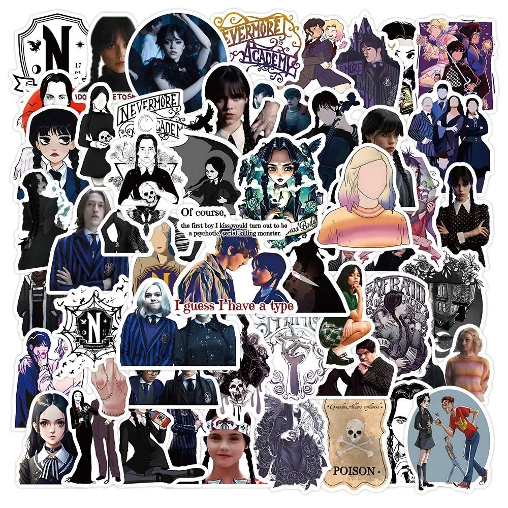 50Pcs Wednesday Addams TV Show Stickers - Embrace the Quirky Darkness 2 ...