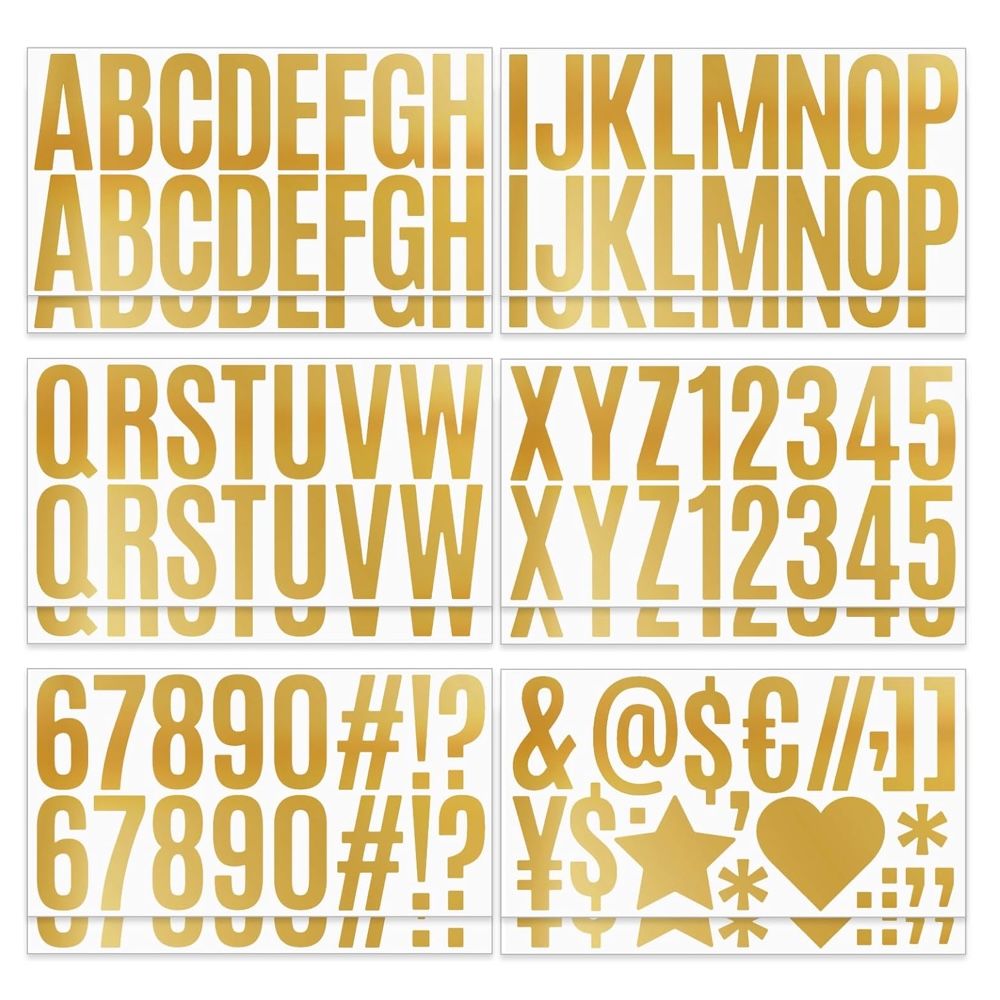 Craft Gold Vinyl Alphabet Letter Number Stickers 6 sheets - Set of 2 ...