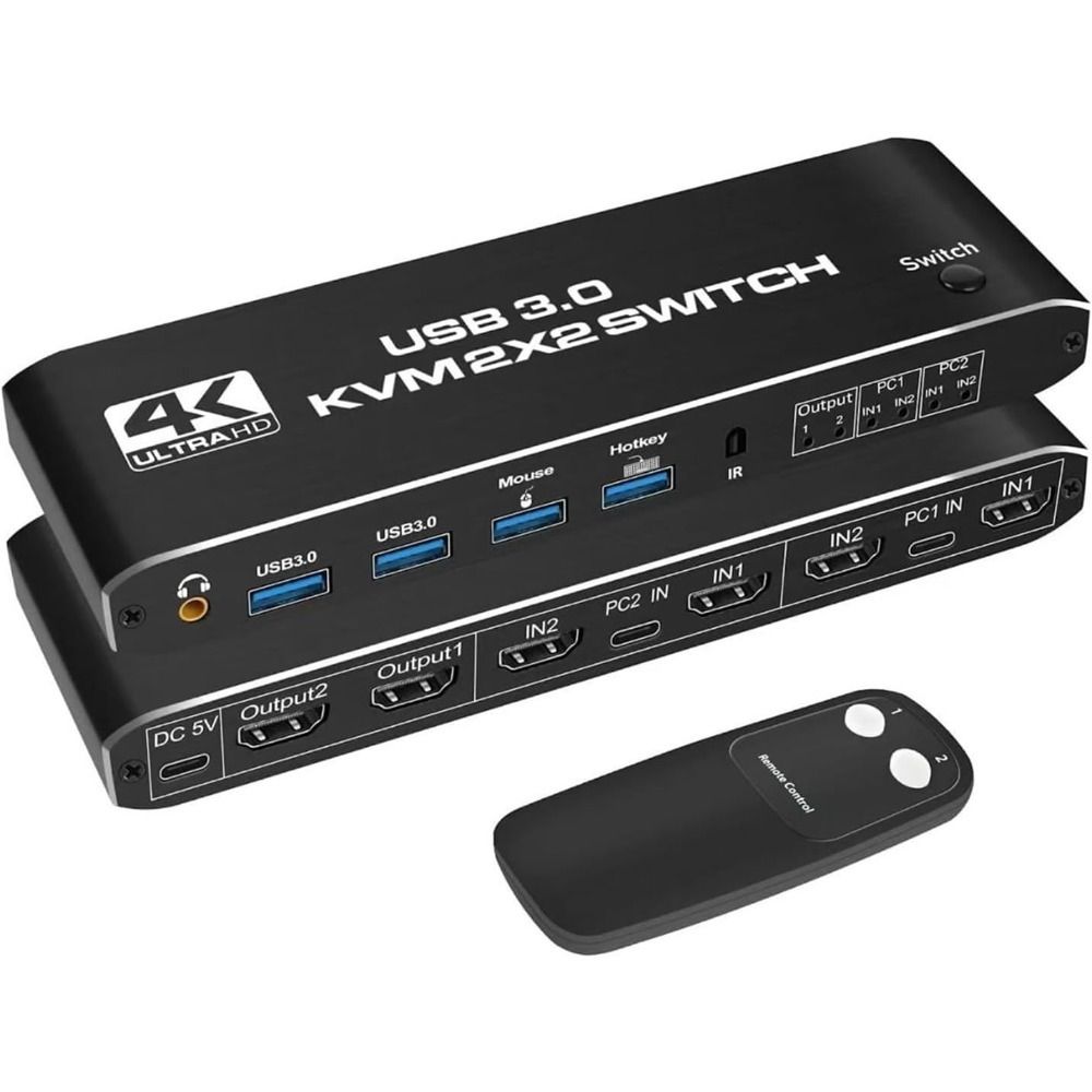Dual Monitor Switch Device Monitor Sharing Switcher HDMISwitch USB 3.0 ...