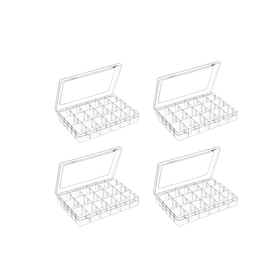 Set of 4, 18-Slot Plastic Organizer Storage Box with Removable Grids ...