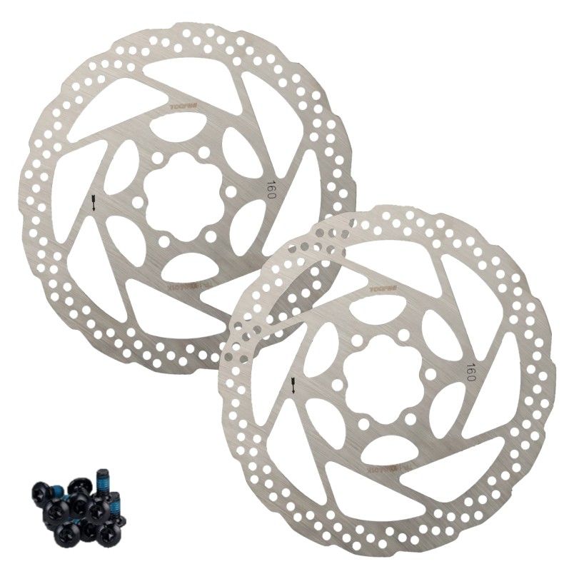 Toopre 160mm 6 Bolt Bicycle Disc Brake Rotor - Twin Pack - Style 01 ...