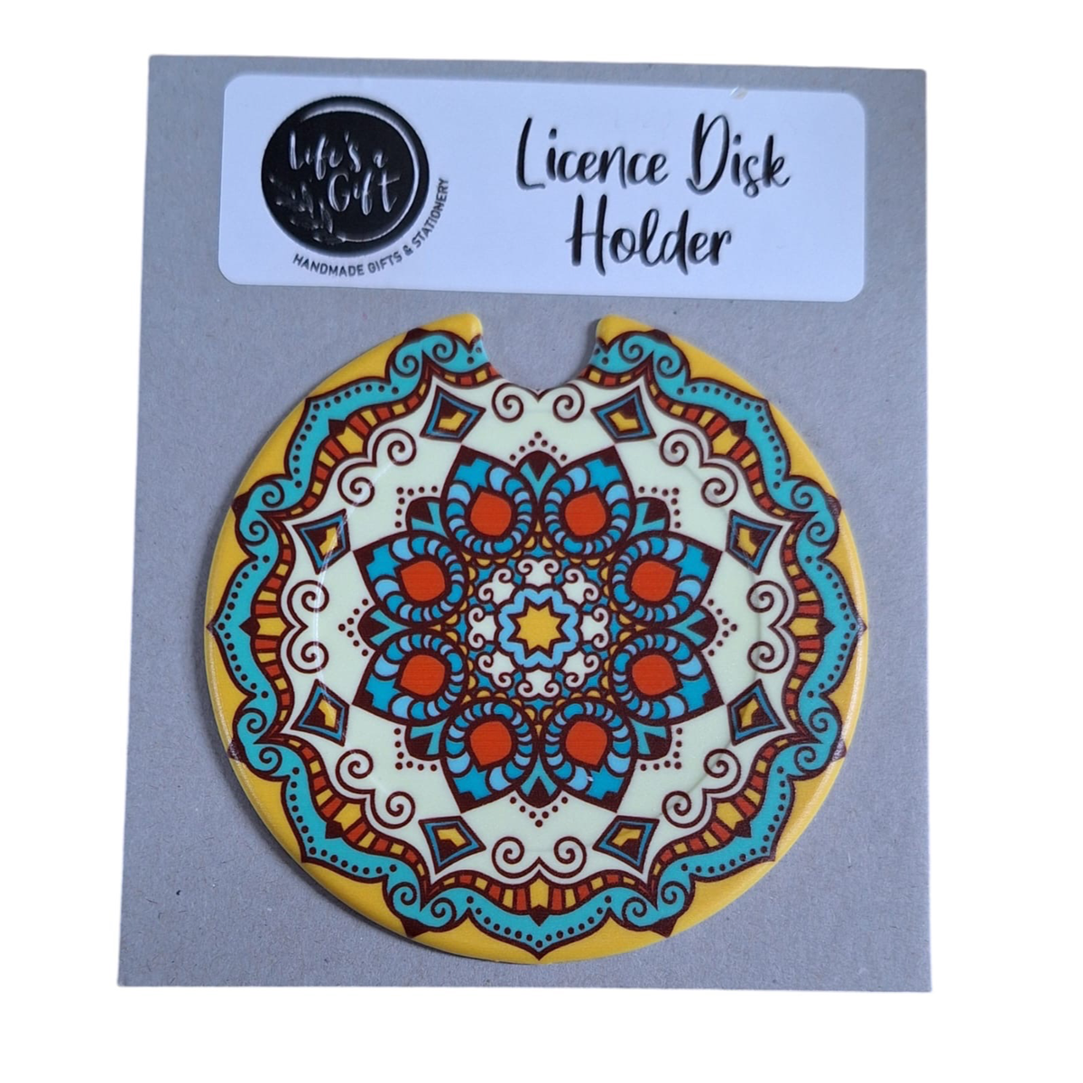 Licence Disk Holder - Red Dot Flowers with Blue, White & Yellow | Shop ...