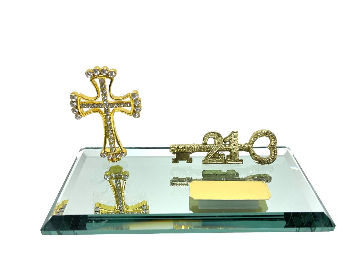 21st Key Diamant Silver Cross on Mirror Base And Metal Key | Shop Today ...