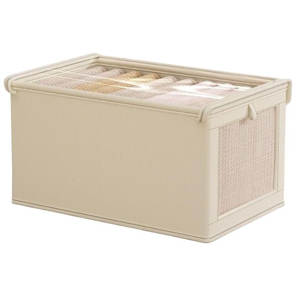Moisture-Proof Home Storage Box With Transparent Window Panel -Beige ...