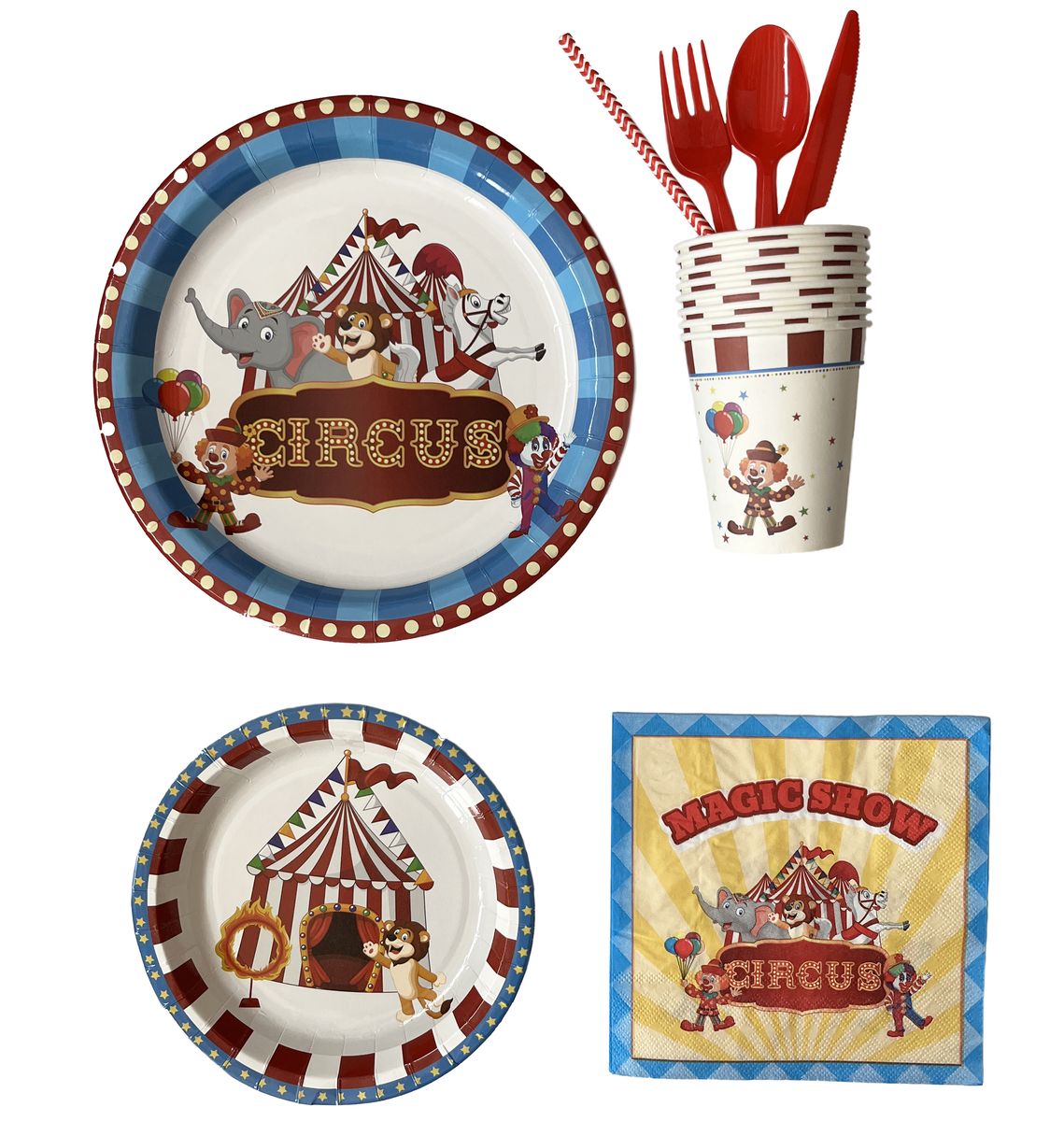 Party Paper Tableware / Cutlery Set - Circus Theme (Set of 8) | Shop ...