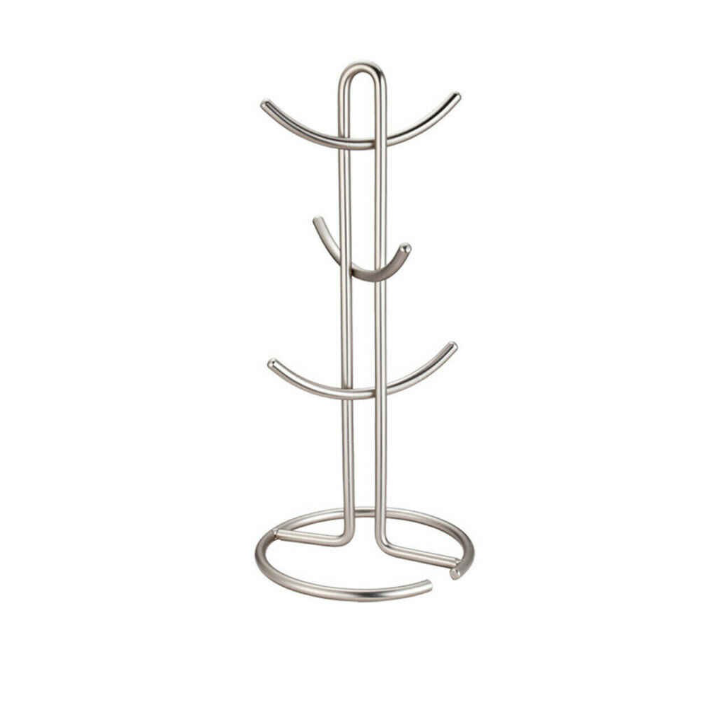 Stainless Steel 6 Cup Mug Holder Stand Drainer Rack - Silver | Shop ...