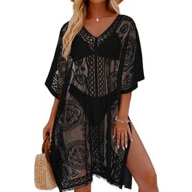 Women's Sexy Elegant Lace Beach Cover-up-Black | Shop Today. Get it ...
