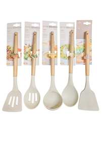 Eotia - 5 Silicone Kitchen Utensil Set - Wood, White | Shop Today. Get ...