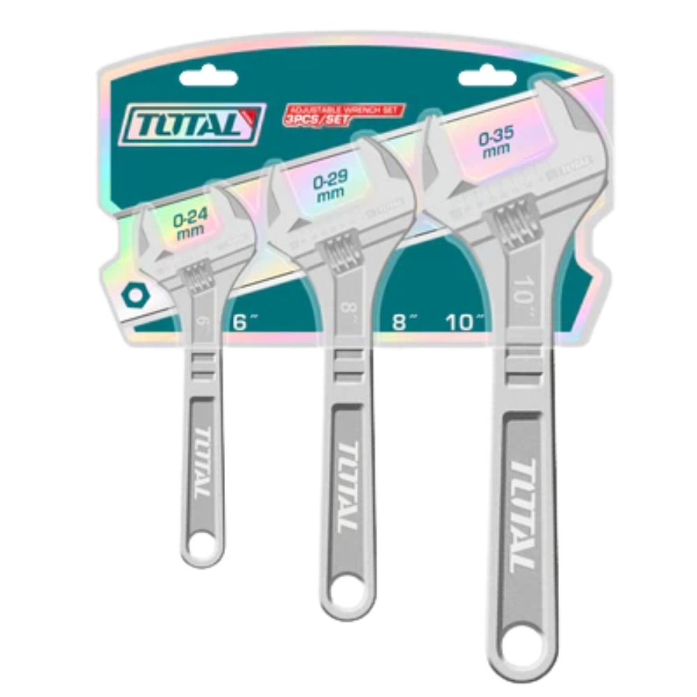 Total Tools - Adjustable Steel Wrench Set - 3 Pce (6" / 8" / 10 ...