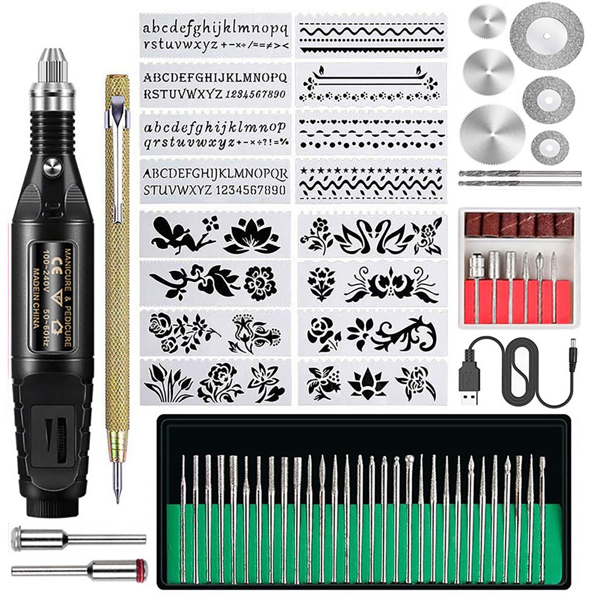 70Pcs DIY Electric Micro Engraver Pen Vibro Engraving Tool Kit&Nail Art ...